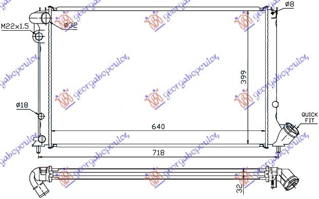 HLADNJAK MOTORA 1.8i8V/16V – 2.0i16V+A/C (64×40)AU PEUGEOT 406 SDN (1996-2005) (OEM: 1301FP)