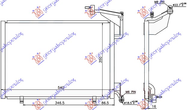 HLADNJAK KLIME 1.0 i 12V TURBO (54x35x16 FORD B-MAX (2012-) (OEM: 1756411, 1763694, 1806682)