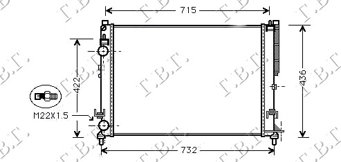 HLADNJAK MOTORA 1.6 – 2.0/1.9DTI +A/C (63.4×45) RENAULT ESPACE (1992-2003) (OEM: 7701.045.410, 7701045410)