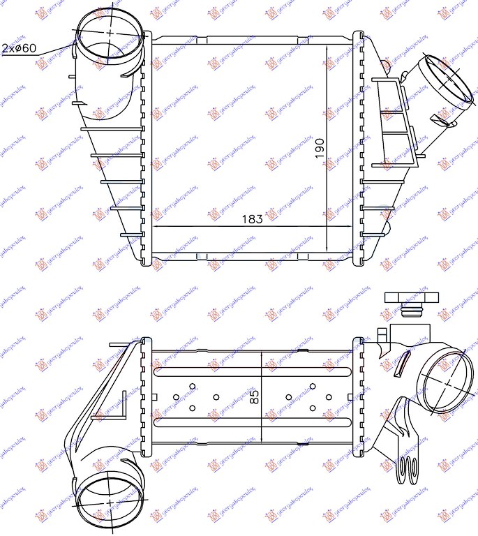 HLADNJAK INTERCOOLER 1.8T BENZIN/1.9 TDI -02 VW NEW BEETLE (1998-2011) (OEM: 1C0145803A, 1C0145805C)