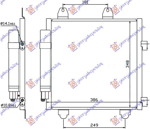 HLADNJAK KLIME 1.0 BEN 1.4 DIZ (350x330x16) CITROEN C1 (2006-2012) (OEM: 6455EE, 6455EF, 884500H010)