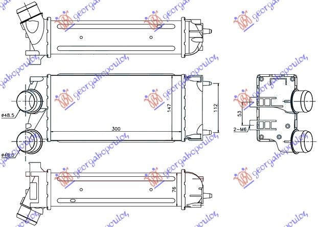 HLADNJAK INTERCOOLERA 1.6 HDI (30x150x80) 09- CITROEN DS4 (2011-2015) (OEM: 0384N9, 9800291280)