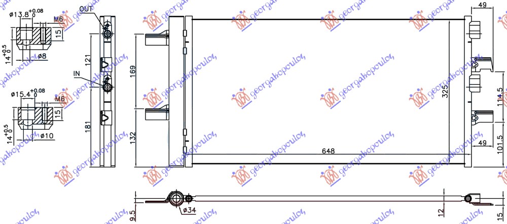 HLADNJAK KLIME 1.5 (216/218i) BENZIN (648×348) BMW SERIES 2 (F45/F46) ACTIVE/GRAN TOURER (2017-) (OEM: 64509271205, 9271205DEL)