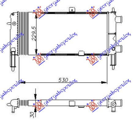 HLADNJAK MOTORA 1.4 – 1.6CC (53×28) OPEL CORSA A (1985-1990) (OEM: 1302014, 1302015)