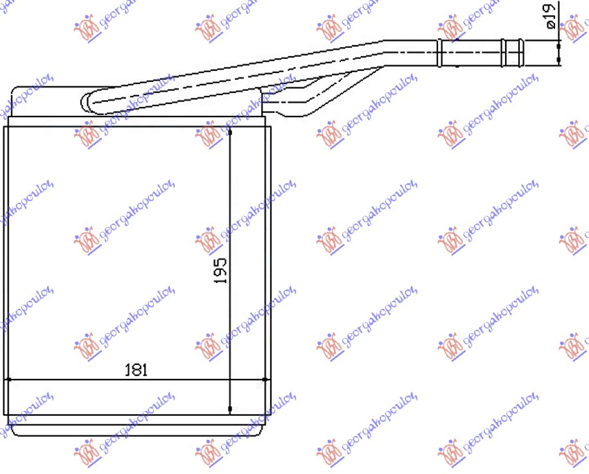 GREJAC KABINE (BR) (195x180x32) FORD TRANSIT CONNECT (2010-2013) (OEM: 1062254, 1062254,YS4Z18476AB, 1062254YS4Z18476AB)