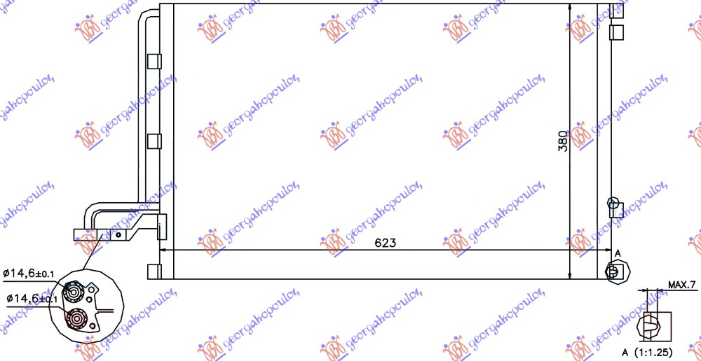 HLADNJAK KLIME BENZ/DIZEL (585x380x16) 14.6mm VOLVO S40 (2003-2007) (OEM: 30647931, 30661957, 31418515)