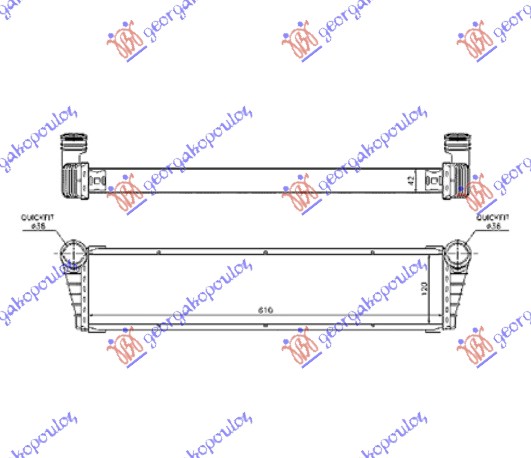 HLADNJAK 2.9-S 3 4 BENZINZ (6 1x 12×4.2) CENTR PORSCHE 911 (997) (2005-2010) (OEM: 99710603702)