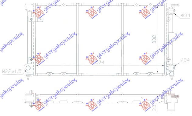 HLADNJAK MOTORA 1.5 – 1.6 – 1.8 BENZIN/1.6DIZEL (57x32x34 VW CADDY (1979-1995) (OEM: 171121253BH, 171121253CK, 171121253CL)