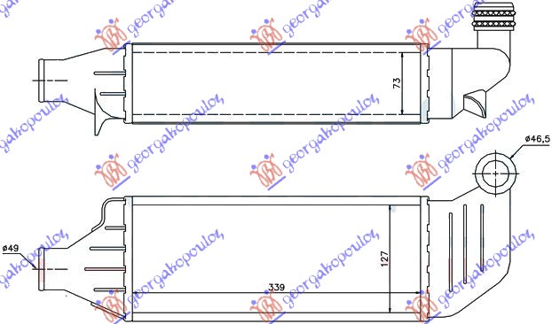 HLADNJAK INTERKULERA 1.8 TD (33x12x73) FORD MONDEO (1996-2000) (OEM: 1025160)