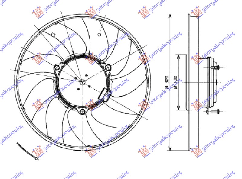 VENTILATOR A/C 2.0-2.1-2.5-3.0 TDi MERCEDES SPRINTER 210-519 (W906) (2013-2018) (OEM: 2E0959455A, 9065000493)