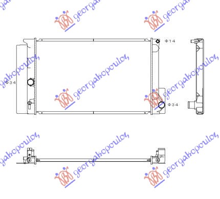 HLADNJAK 1.3- 1.4- 1.6- 1.8 BENZIN MANUELNI 60 0 x375x 16 TOYOTA VERSO (2013-) (OEM: 16400-0D400, 164000D400, 164000D410)