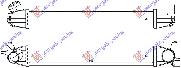 HLADNJAK INTERKULER 1.6i- 16VS- 1.6TD (54×8.5×6.4) MINI CLUBMAN (R55) (2006-2010) (OEM: 17512751277)