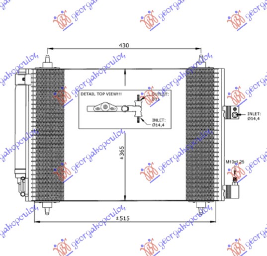 HLADNJAK KLIME BENZIN-DIZEL (56×36) PEUGEOT 407 (2004-2010) (OEM: 6455.CP, 6455CP)