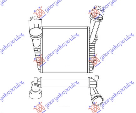 HLADNJAK INTERKULERA 3.0 TDi (286x292x50) Desna str. AUDI Q7 (2006-2009) (OEM: 7L6145804, 7L6145804A, 7P0145804A)