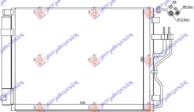 HLADNJAK KLIME DIZEL (535x380x16)(CESKA) HYUNDAI iX35/TUCSON (2010-2015) (OEM: 97606-2Y000, 976062Y000, 976062Y001)