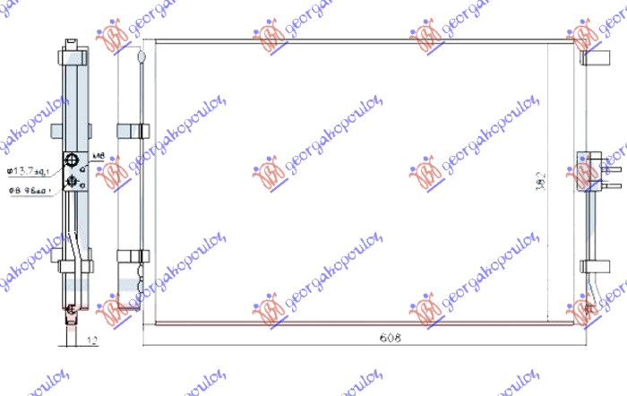 HLADNJAK KLIME 1.6 BENZIN-DIZEL (495x400x16) KIA SOUL (2011-2013) (OEM: 97606-2K000, 976062K000, 976062K600)