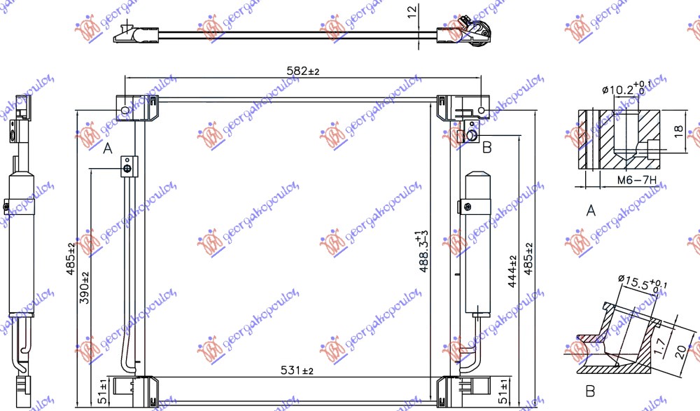 HLADNJAK KLIME SVI MODELI (515x503x12) FIAT FULLBACK (2016-) (OEM: 6000607000, 7812A292)