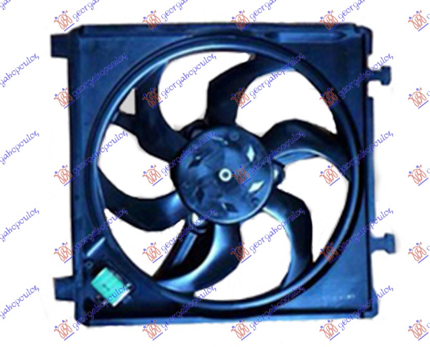 VENTILATOR KOMPLET BENZIN -AC (340 mm) 2 PIN SKODA CITIGO (2012-2017) (OEM: 1S0121207D, 1S0121207K, 1S0959455A)