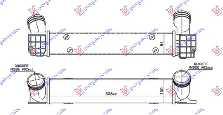 HLADNJAK INTERKULERA 1.6 – 2.0 T.DIZEL (508x100x85) BMW SERIES 3 (E92/93) COUPE/CABRIO (2007-2011) (OEM: 7524916, 17517524916)