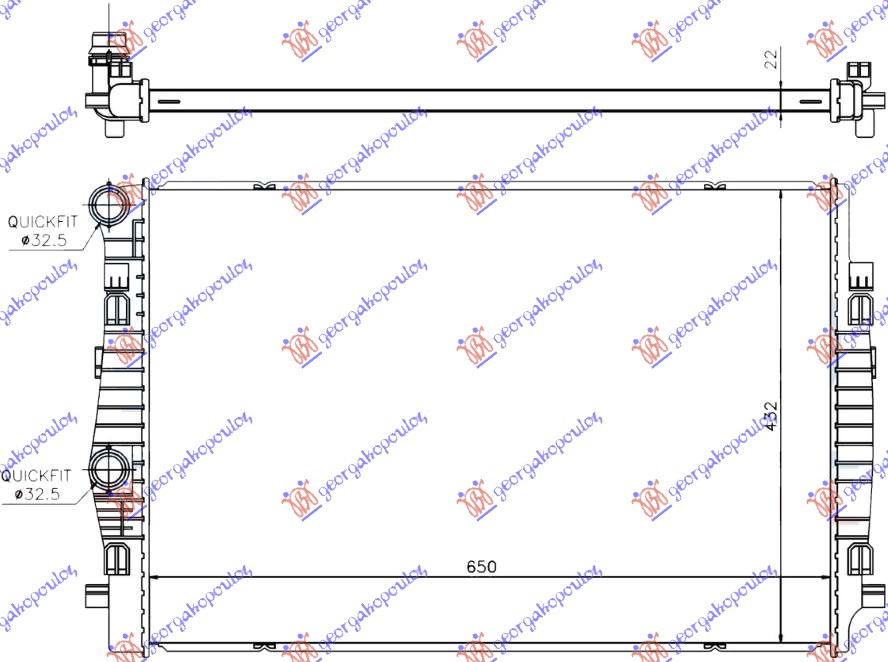 HLADNJAK MOTORA 1.4 BENZIN-2.0 DIZEL (650×445) AUDI A3 (2020-) (OEM: 5Q0121251EQ, 5Q0121251ES, 5Q0121251GL)