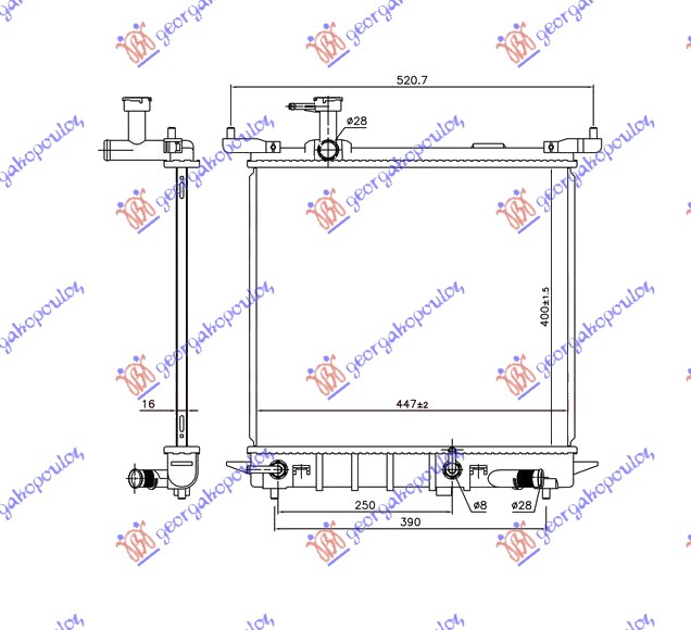 HLADNJAK MOTORA 1.2 12V BENZINZ.AUTOMATIK (445×40 0 x 16 NISSAN MICRA (K13) (2013-2017) (OEM: 214101HJ0A, 214601HJ0A)