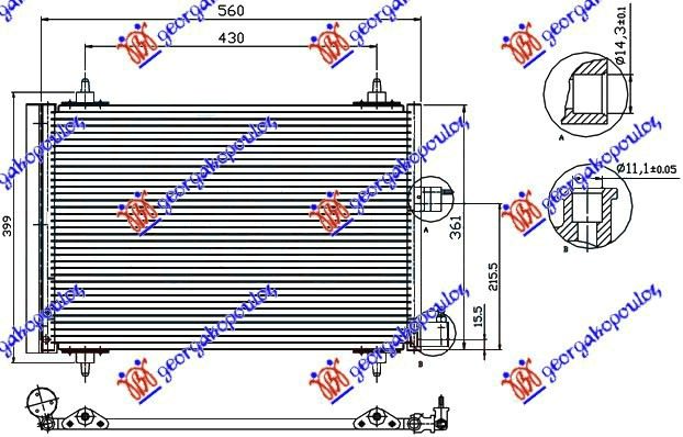 HLADNJAK KLIME 1.9-2.0 BEN-DIZ(52x36x1.6 CITROEN XSARA (2000-2004) (OEM: 6455Y9)