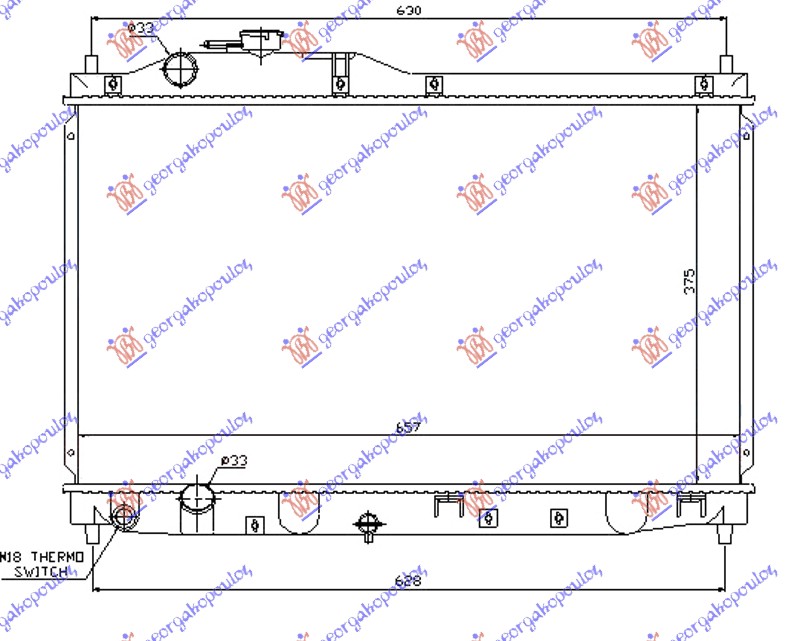 HLADNJAK MOTORA 2.0i 16V VTEC (37.5×65.8×16) HONDA S2000 (2001-2009) (OEM: 19010-PCX003, 19010PCX003)