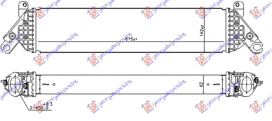 HLADNJAK INTERCOOLERA 2.2 CDVi DIZEL (615x145x62) MAZDA 6 (2016-2018) (OEM: SH0113565B, SH0113565C)