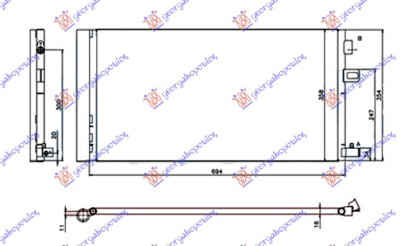 HLADNJAK KLIME 1.6i 16V BENZINZ. (650 x350) RENAULT FLUENCE (2013-) (OEM: 921000006R, 921001952R)