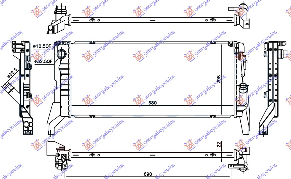 HLADNJAK SVI MODELI DIZEL MANUAL (680x298x22) BMW SERIES 2 (F45/F46) ACTIVE/GRAN TOURER (2017-) (OEM: 7617630, 17117617630, 17117617631)