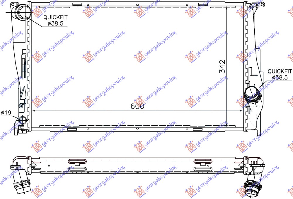 HLADNJAK MOTORA 3.0 BENZIN 2.0 DIZEL M/A 1 CEV BMW SERIES 3 (E90/91) SDN (2008-2012) (OEM: 17117788903, 17117790297)