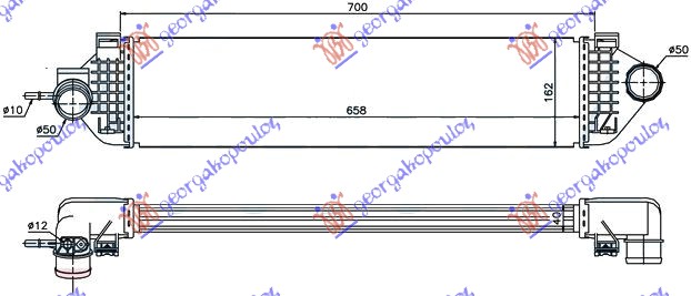 HLADNJAK INTERCOOLERA 1.6 16V TURBO (655×156) FORD FOCUS C-MAX (2010-2014) (OEM: 1721228, 1750001)