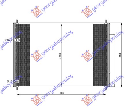 HLADNJAK KLIME BENZIN -DIZEL (59.6x38x 1.6 TOYOTA AVENSIS (T27) (2015-) (OEM: 88450-02280, 8845002280, 8845002300)