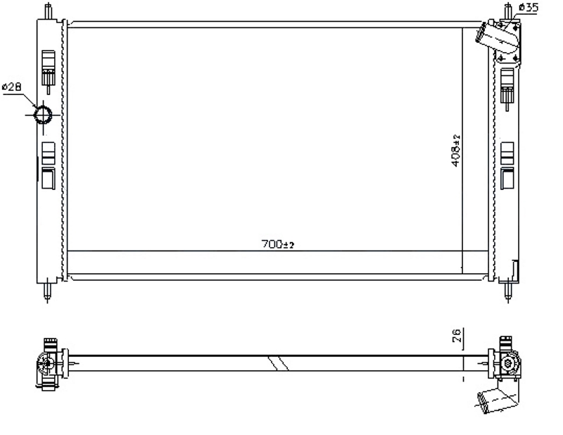 HLADNJAK 1.8-2.2 DI-D DIZEL MANUAL-AUTOMATIK (700×410) MITSUBISHI ASX (2010-2014) (OEM: 1350A764, 1611261880)