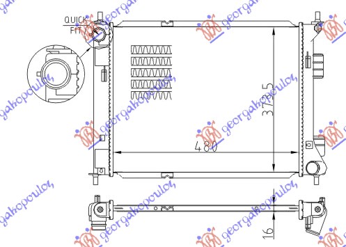 HLADNJAK MOTORA 1.4-1.6 CRDI+/-A/C M/T (48×37.3) KIA VENGA (2010-) (OEM: 253101P200)