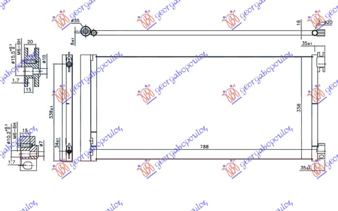 HLADNJAK KLIME 1.6 CDTi (78.8×35.6x 1.6) RENAULT TRAFIC (2014-2019) (OEM: 4422251, 921008178R, 93868376)