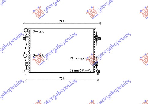 HLADNJAK 1.2TSI (65x44x2.2) SEAT IBIZA (2017-) (OEM: 2Q0121253A, 2Q0121253K, 2Q0121253P)