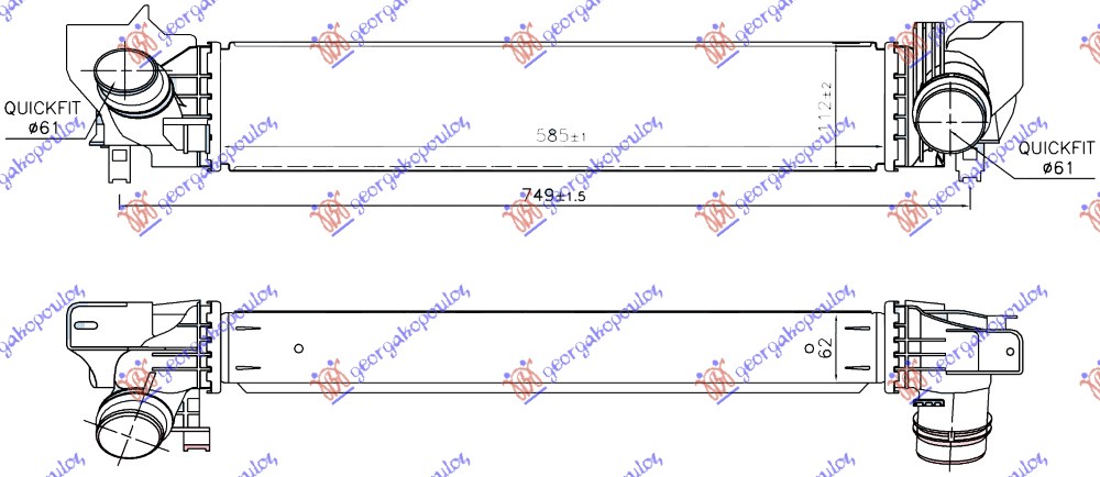 HLADNJAK INTERKULER 1.2- 1.5 TURBO BENZIN MINI CLUBMAN (F54) (2015-) (OEM: 7617596, 17517617596)