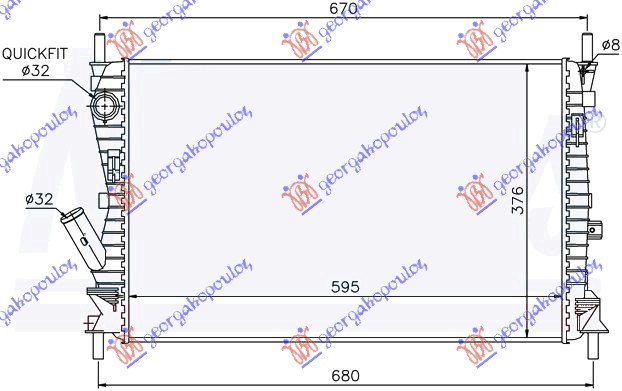 HLADNJAK MOTORA 1.6 TDCi (59×37.8×26) FORD FIESTA (2002-2008) (OEM: 1334250, 1334654, 1344810)