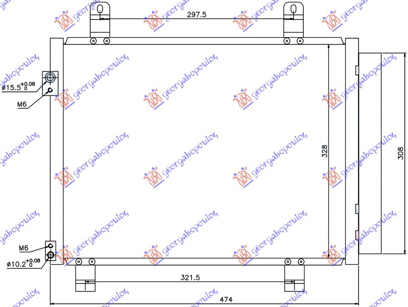 HLADNJAK KLIME 1.3 DIZEL (420x330x16) SUZUKI SPLASH (2007-2013) (OEM: 4709132, 93193976, 9531051K10)