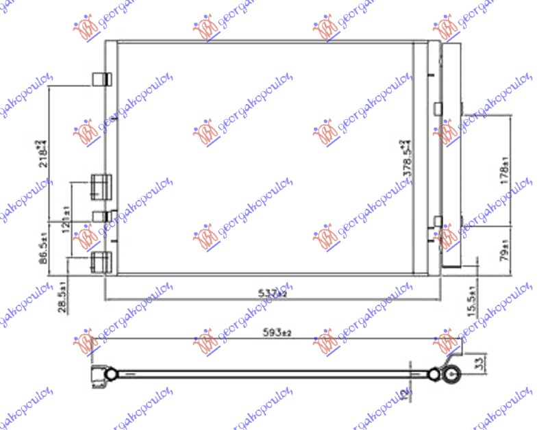 HLADNJAK KLIME 1.1-1.4CRDi (50.5×36.5×12) KIA RIO H/B (2011-2014) (OEM: 976064P700)