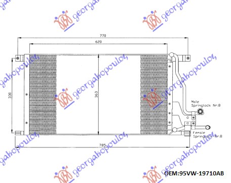 HLADNJAK KLIME BENZIN – DIZEL (65×36.5) FORD TRANSIT (1995-2000) (OEM: 1055288, 1120156, 1211260)