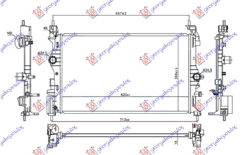 HLADNJAK 1.0 TUR.BENZINZ.MANUELNI (MOT:B 10 XFL)66KW OPEL ADAM (2012-) (OEM: 1300363, 1300378, 13378215)