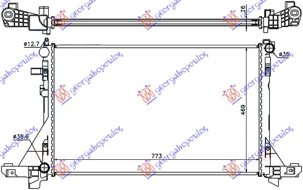 HLADNJAK MOTORA 2.3CDTi+ / -A / C (77.5×48.7) RENAULT MASTER/MASCOTT (2015-2019) (OEM: 21400-5447R, 214005447R)