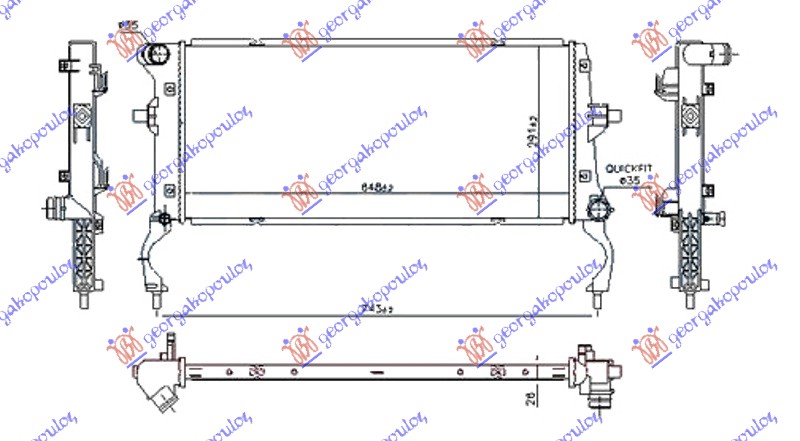 HLADNJAK 1.6 CRDi DIZEL (650x290x26) HYUNDAI i30 HATCHBACK/TOURER (2017-2020) (OEM: 25310F2200)