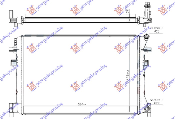 HLADNJAK DODATNI (620x410x26) AUDI A3 (2020-) (OEM: 5Q0121251EK, 5Q0121251FB, 5Q0121251GC)