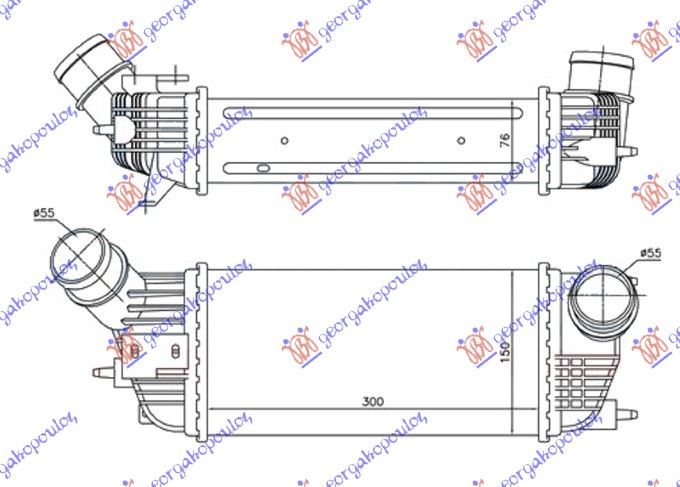 HLADNJAK INTERKULER 2.0 HDi DIZEL (30 0 x 155×80) PEUGEOT 508 (2015-2018) (OEM: 0384N4, 9683009680)