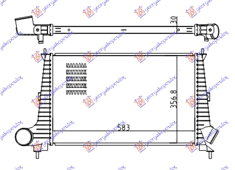 HLADNJAK INTERKULER BENZINZ-DIZEL (580 x365x30) SAAB 9.5 (1998-2005) (OEM: 4576039.4726568, 47004047, 45760394726568)