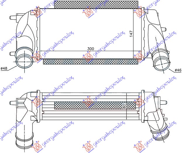 HLADNJAK INTERCOOLERA 1.0i 12V TURBO (300x150x80) FORD ECOSPORT (2013-2017) (OEM: 1776956)