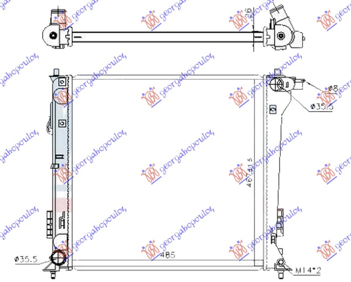 HLADNJAK MOTORA 1.6 BENZIN AUTOMATIK 490×470 KOREJA HYUNDAI TUCSON (2015-2018) (OEM: 25310D3200)